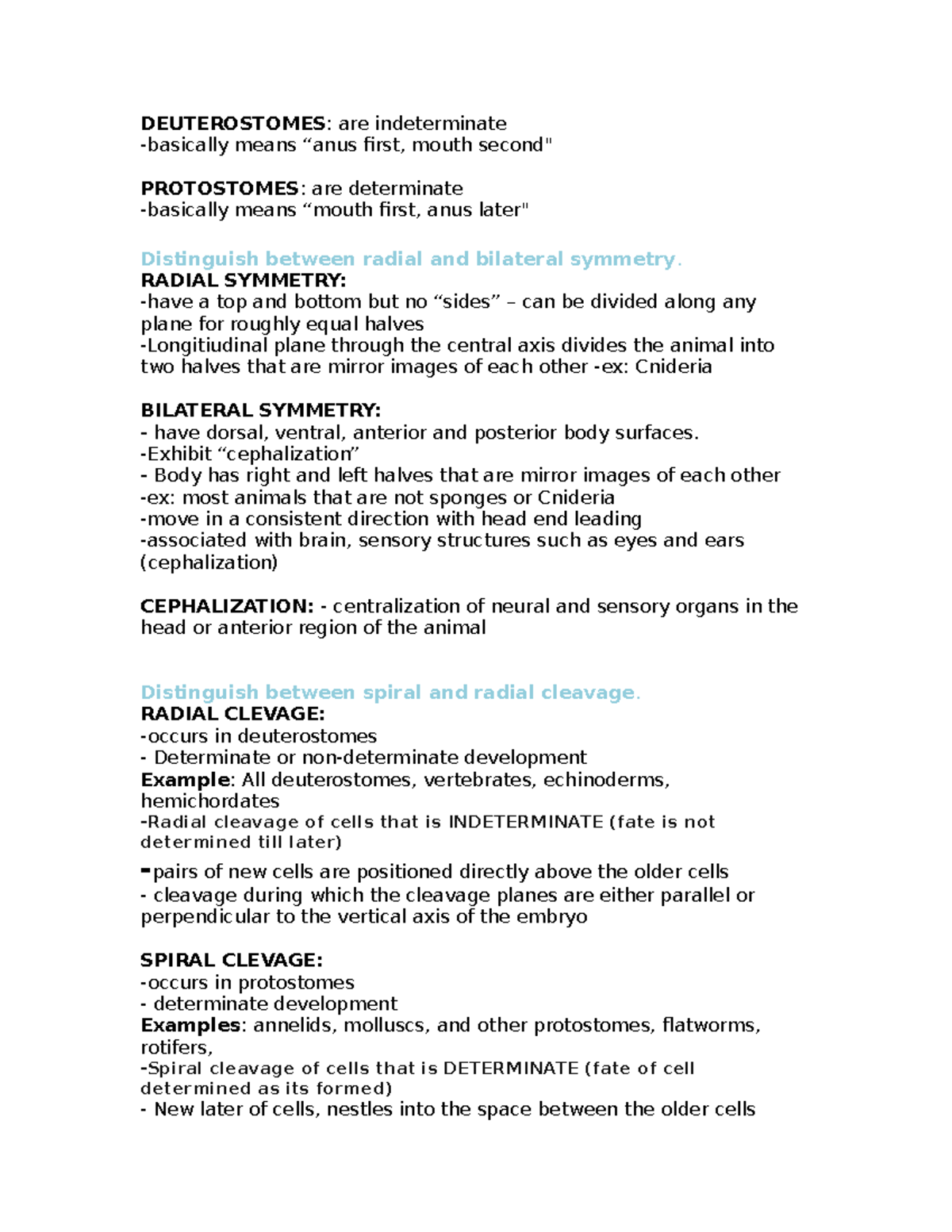 Lecture Notes - Animal Diversity Key Terms - DEUTEROSTOMES: are ...