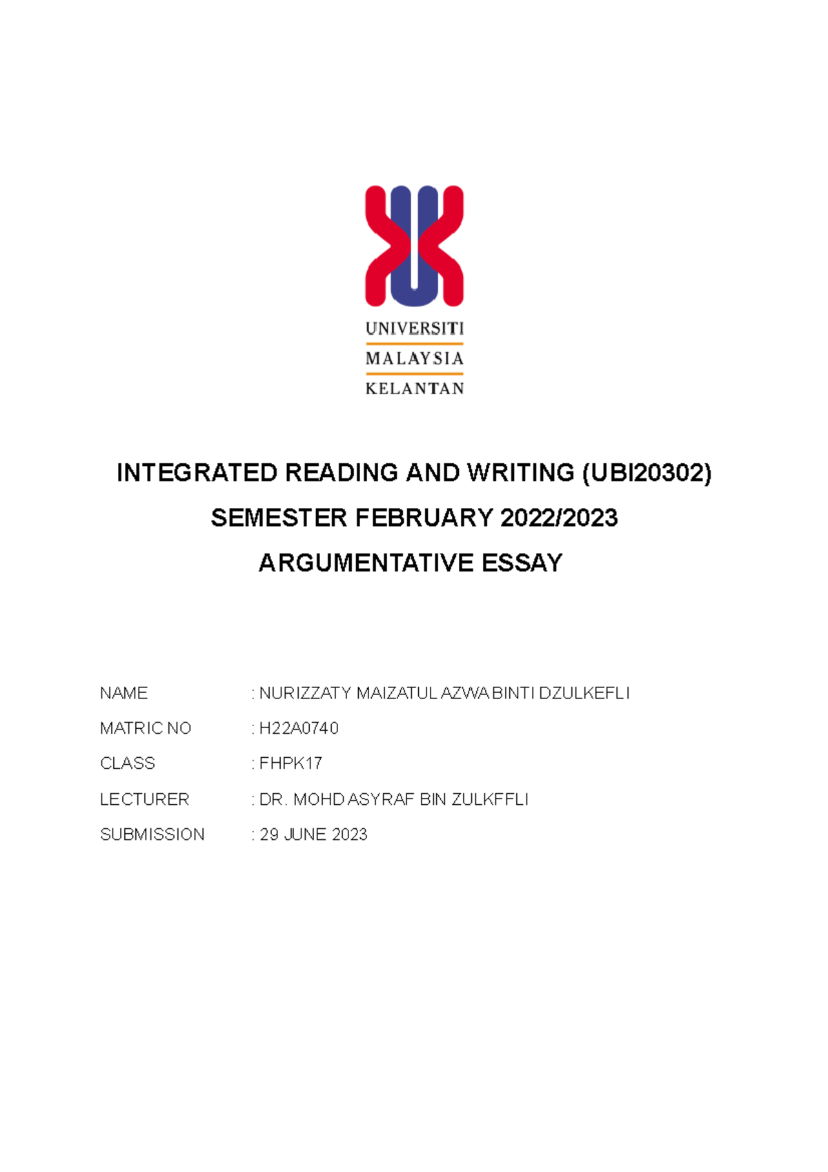 Argumentative Essay Influencer - INTEGRATED READING AND WRITING ...