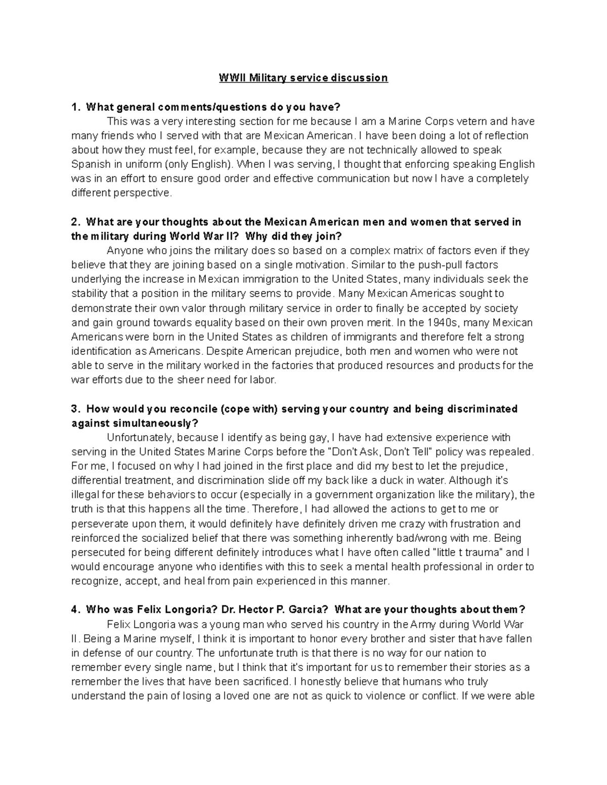 9 - WW2 Military Service - WWII Military service discussion 1. What ...