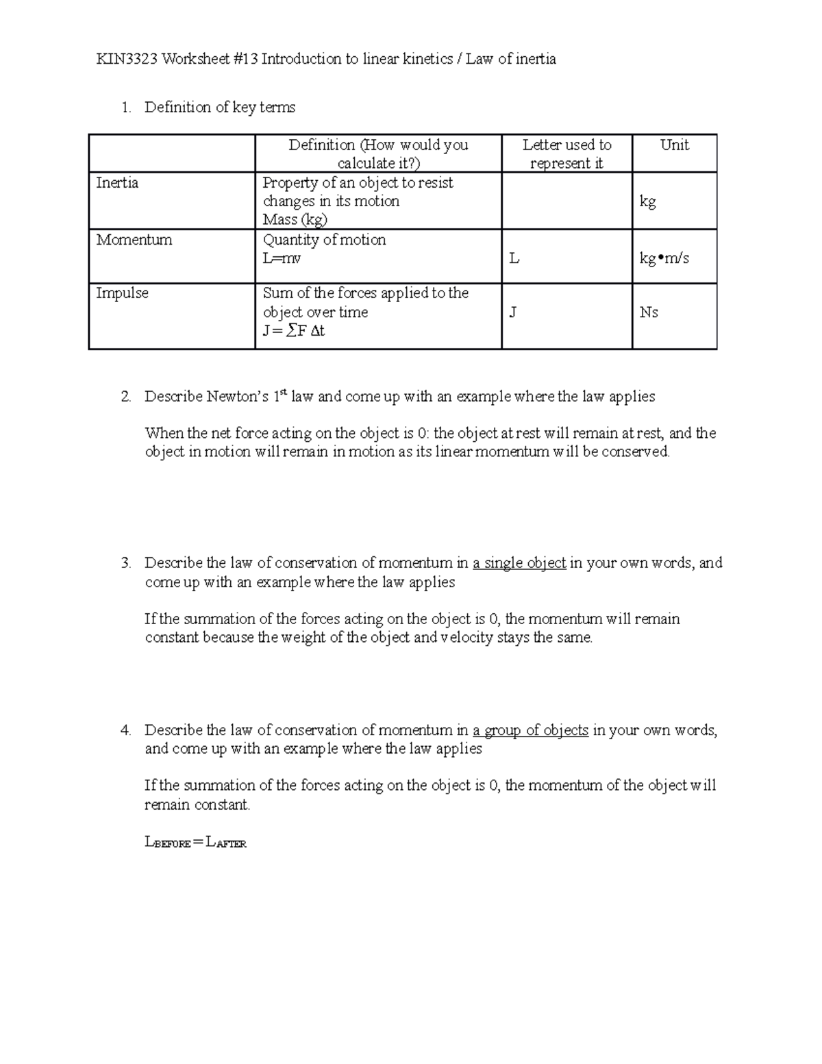 Biomech - WS13 Intro to Linear Kinetics - Law of Inertia - KIN3323 ...