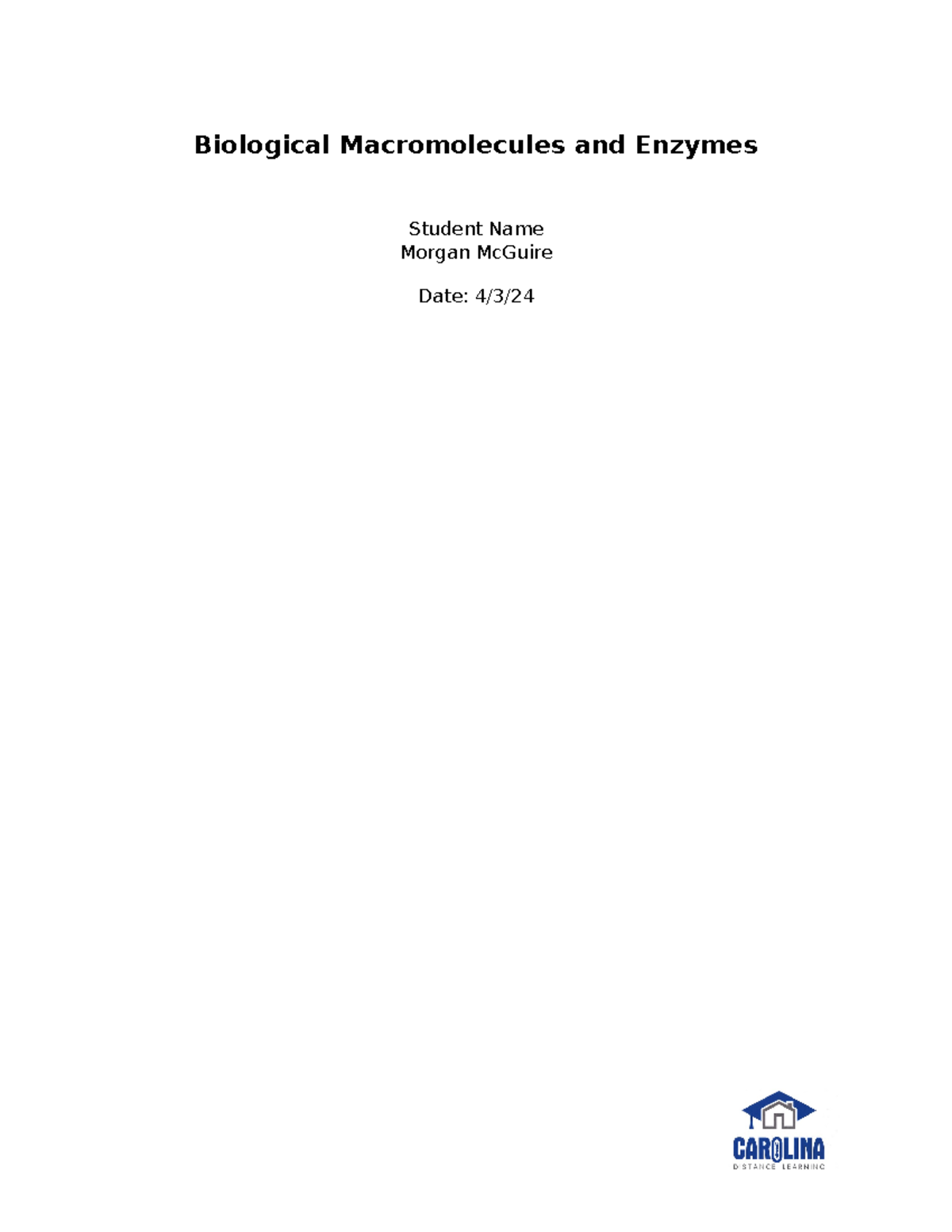 Macromolecules and Enzymes Questions - Biological Macromolecules and ...