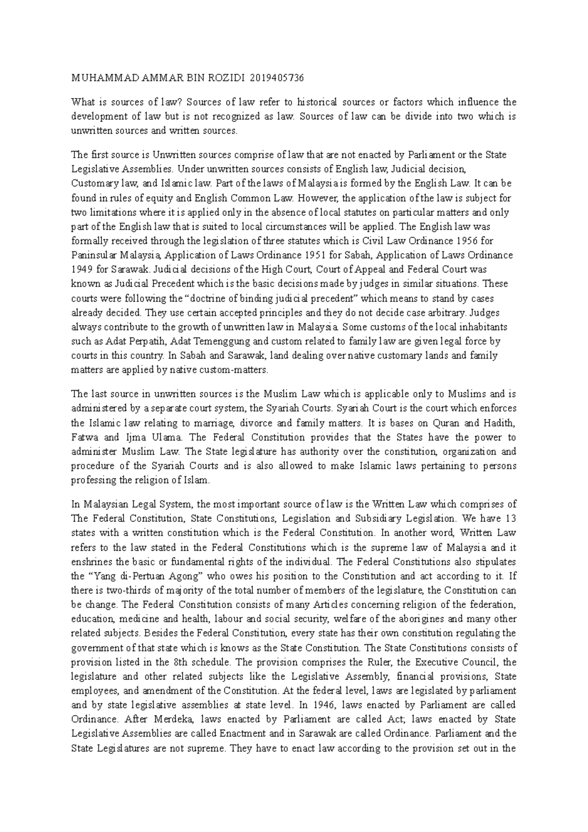 Muhammad Ammar BIN Rozidi LAW416 - MUHAMMAD AMMAR BIN ROZIDI 2019405736 ...