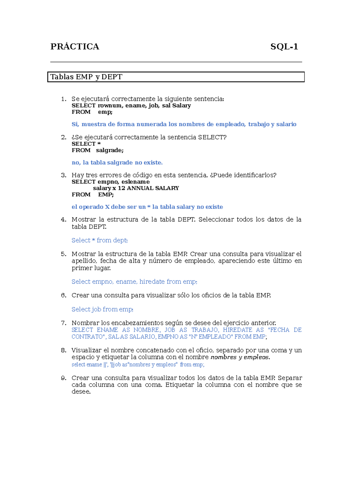 Ejercicios SQL1 - hhhhhhhhhhhhhhhhhhhhhhhhhhhhhhhhhhhhhhhhhhhhhhhhh - PRÁCTICA SQL- Tablas EMP y ...