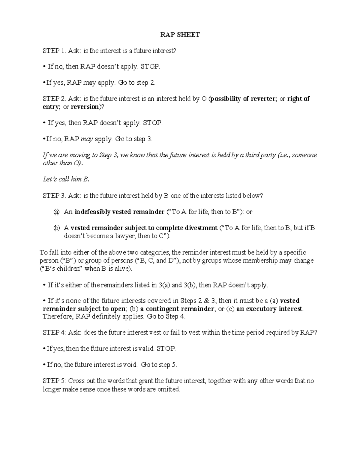 RAP Sheet S23 - to help break down RAP - RAP SHEET STEP 1. Ask: is the ...
