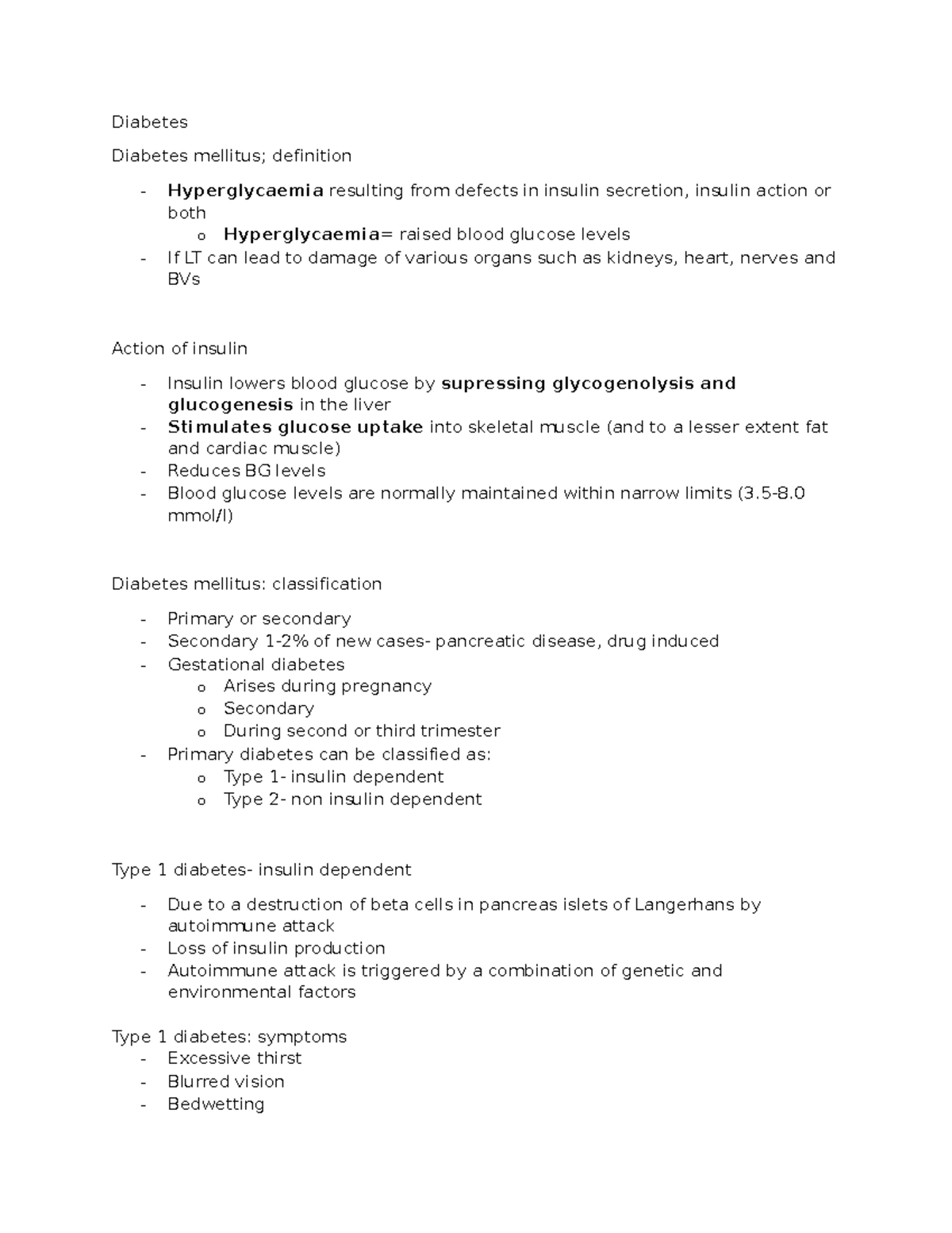 Diabetes - Diabetes Diabetes mellitus; definition Hyperglycaemia ...