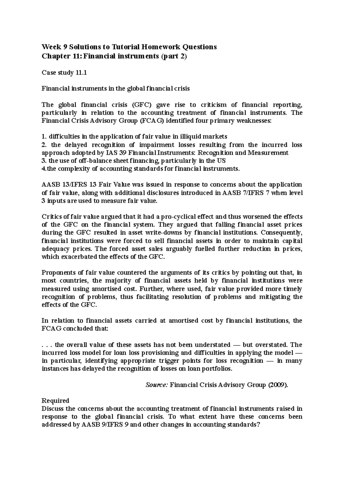 Solutions to Tutorial homework questions Week 9 - Week 9 Solutions to ...