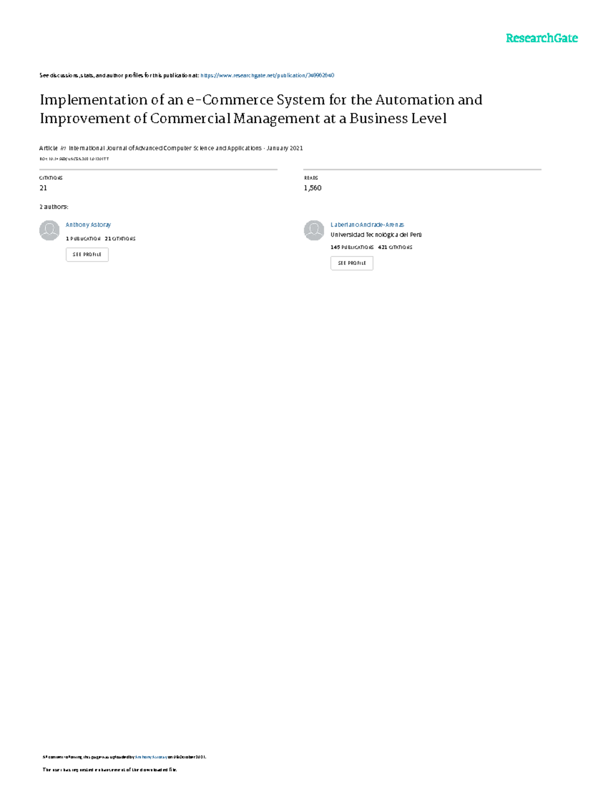 Implementation of an e-Commerce System for the Aut - See discussions ...