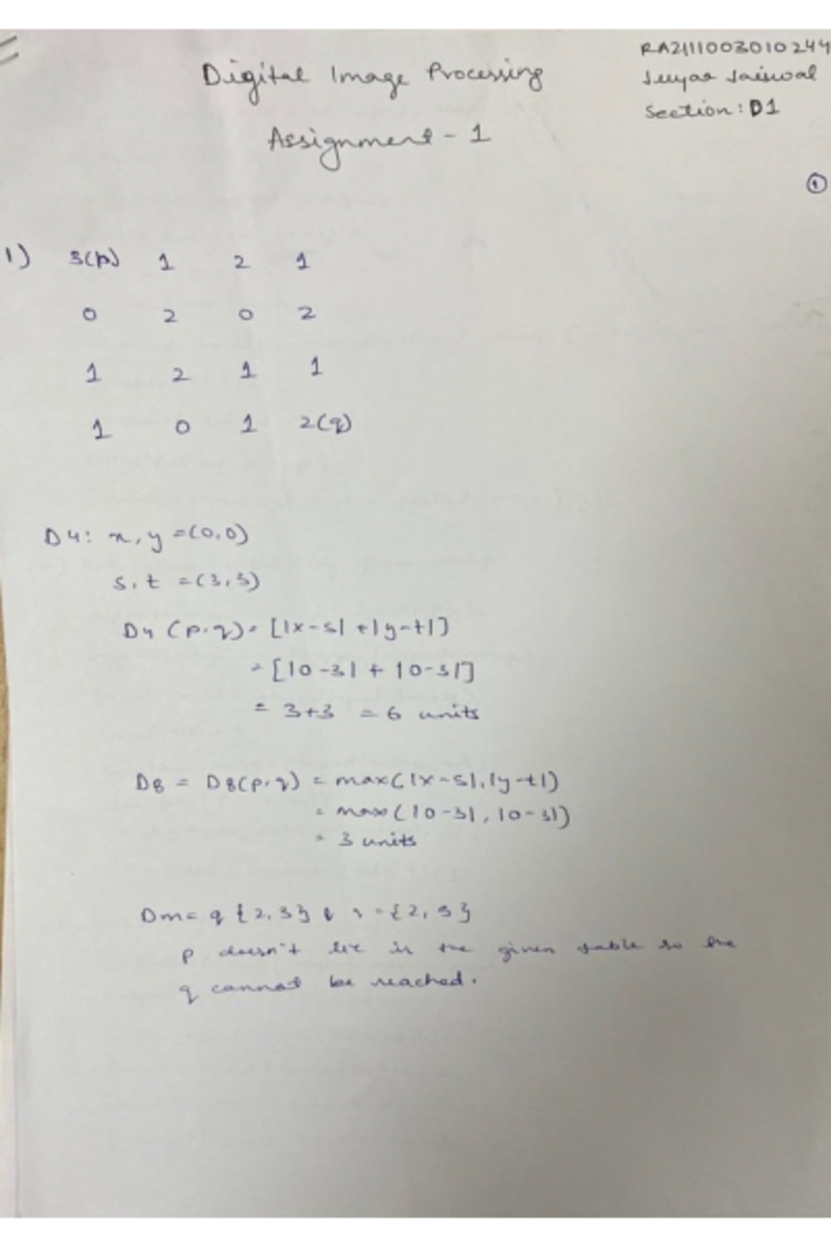 DIP ASS1 - Assignment - Digital Image Processing Juyaa Jaiswal section: D1 Assignment 1 1 1) 3(p ...