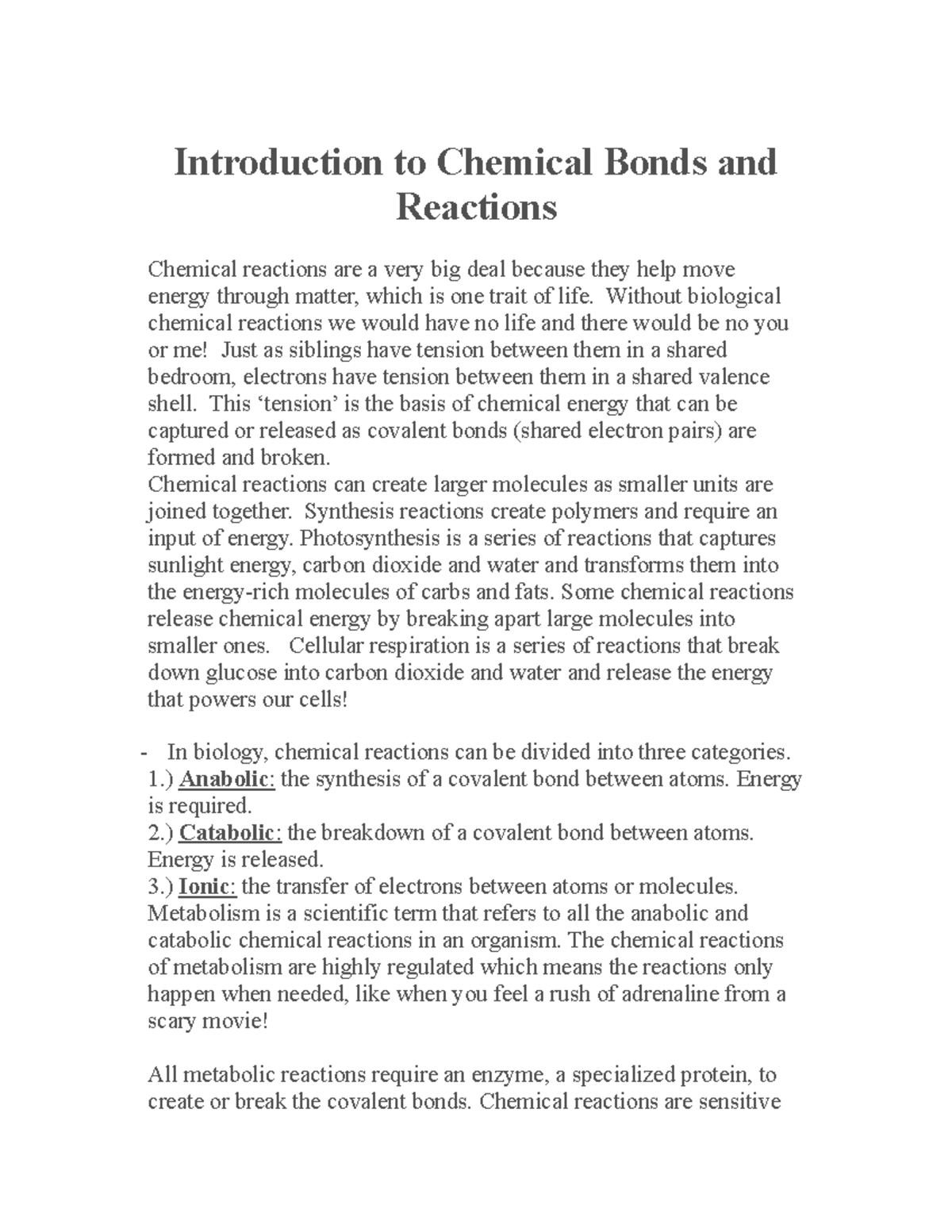Pre-Lab Lab Exercise Chemical Bonds - Introduction to Chemical Bonds ...