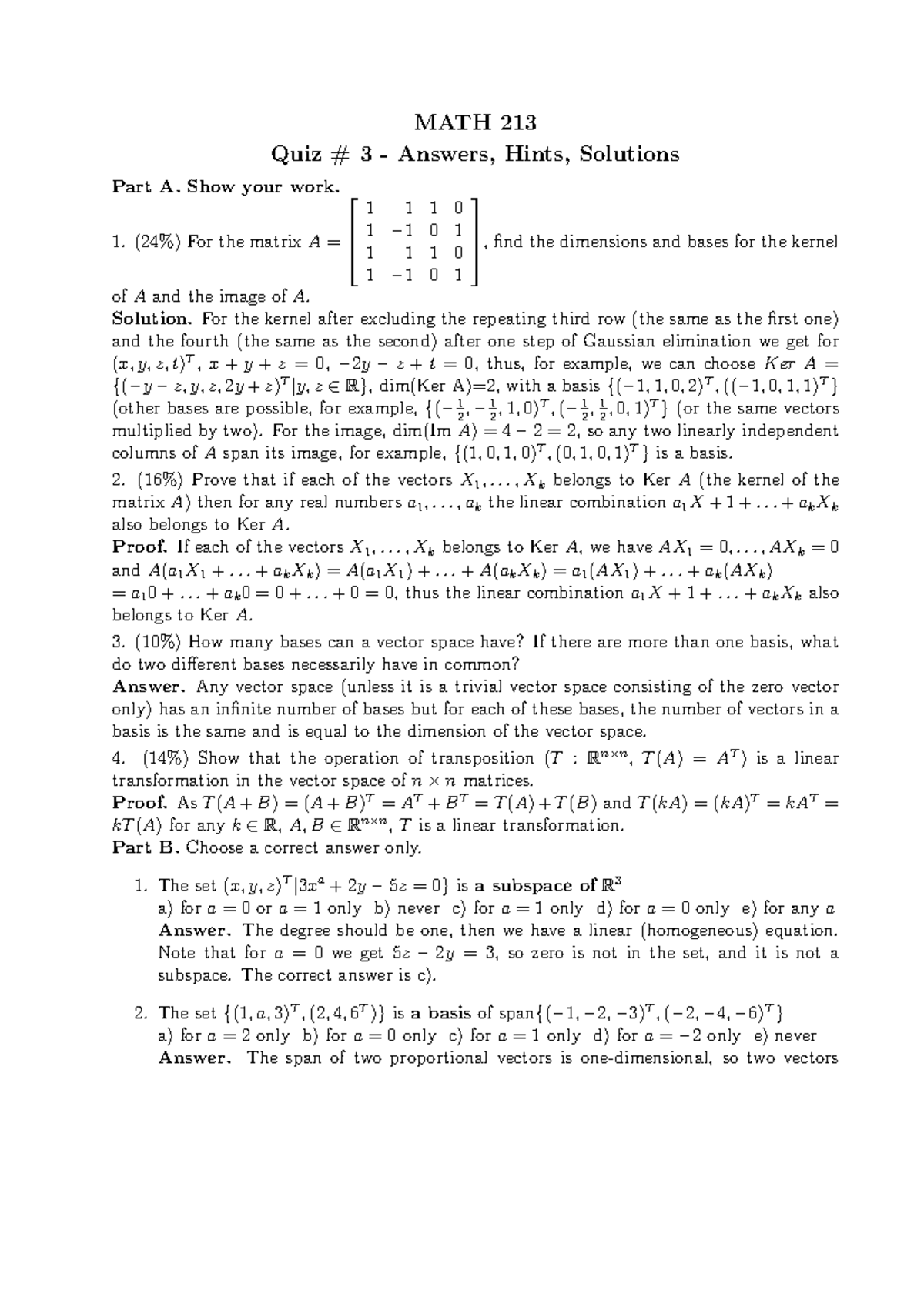 Quiz 3 Answers MATH 213 Quiz 3 Answers Hints Solutions Part A quiz-3-answers-math-213-quiz-3-answers-hints-solutions-part-a