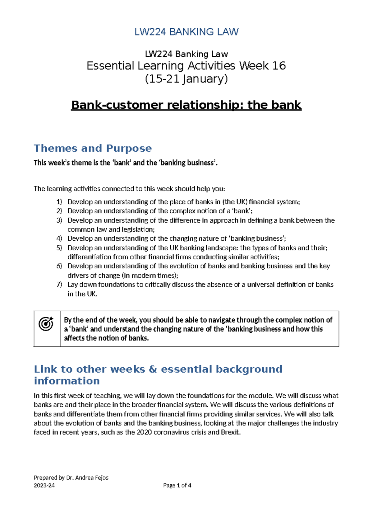 What is a bank - Notes - LW224 Banking Law Essential Learning ...
