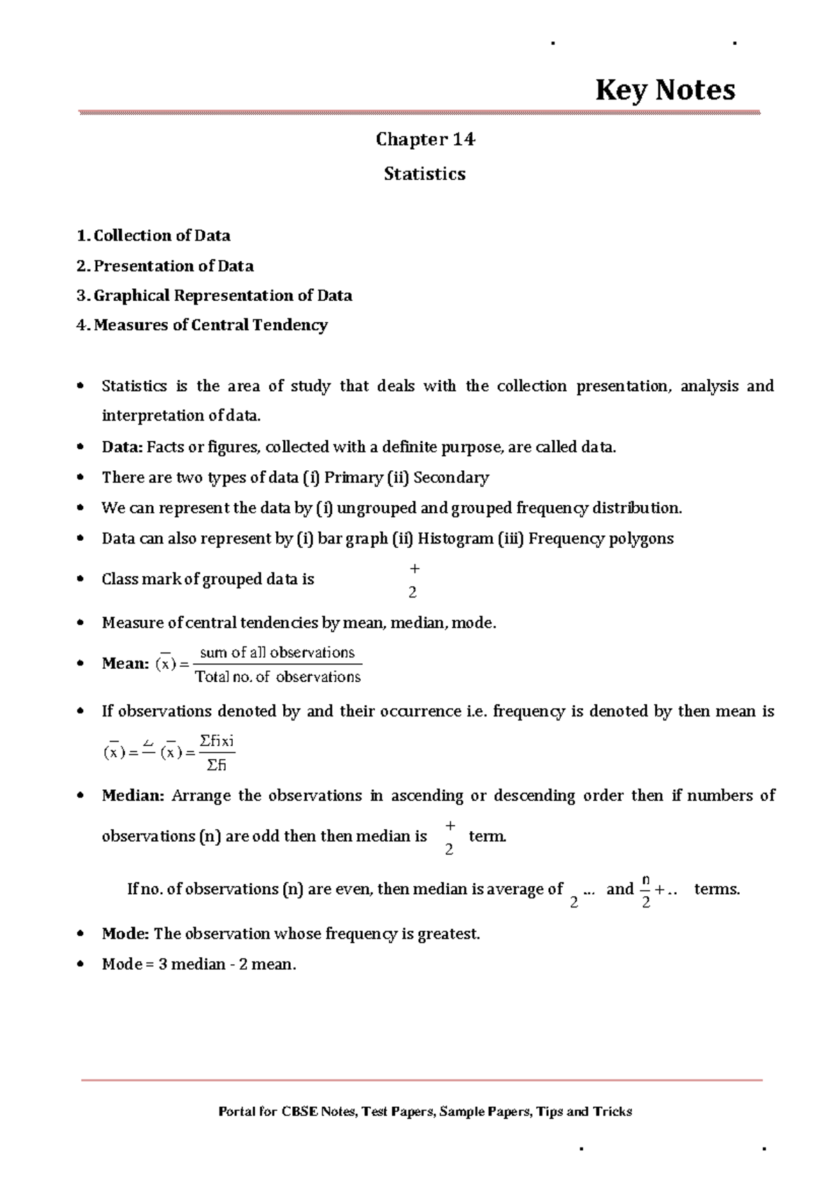 09 maths key notes ch 14 statistics - Material Downloaded From ...