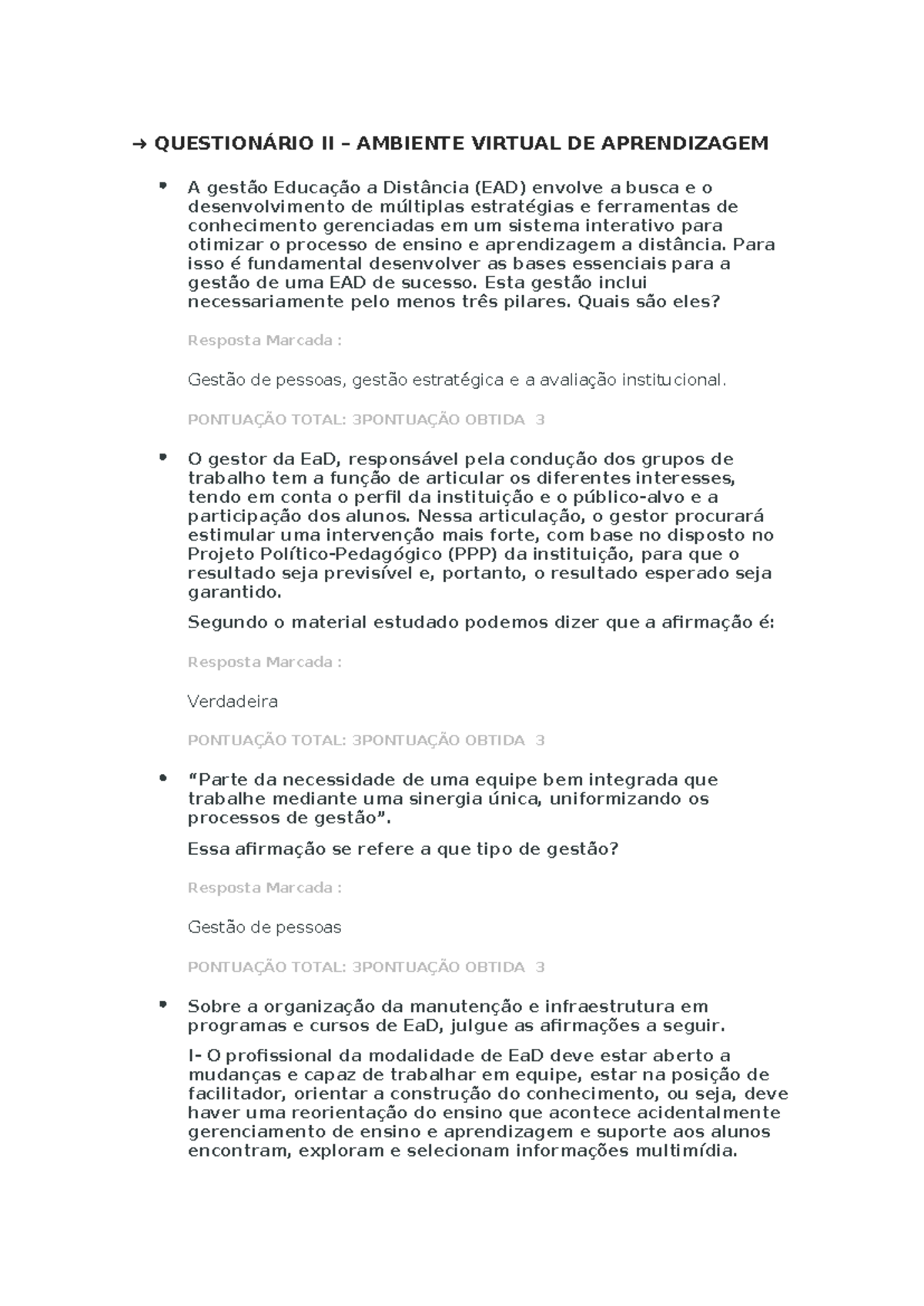 Questionário II Ambiente virtual de aprendizagem - QUESTIONÁRIO II – AMBIENTE VIRTUAL DE - Studocu