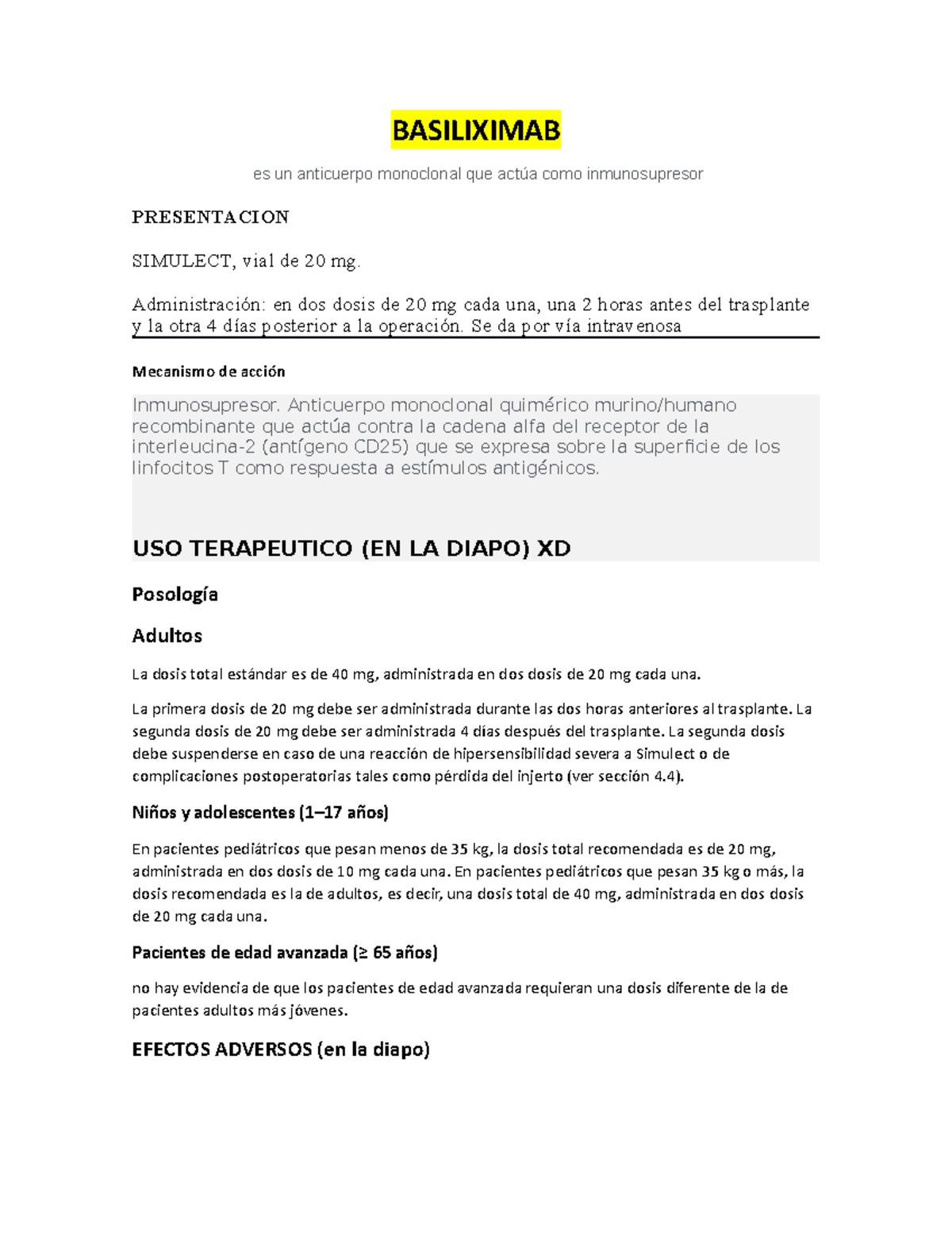 Basiliximab - Breve resumen - BASILIXIMAB es un anticuerpo monoclonal ...