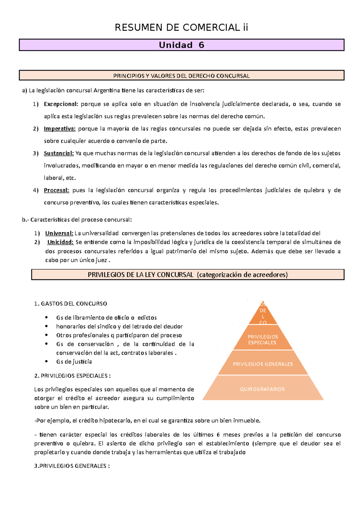 Resumen DE Comercial - RESUMEN DE COMERCIAL ii Unidad 6 PRINCIPIOS Y VALORES DEL DERECHO ...