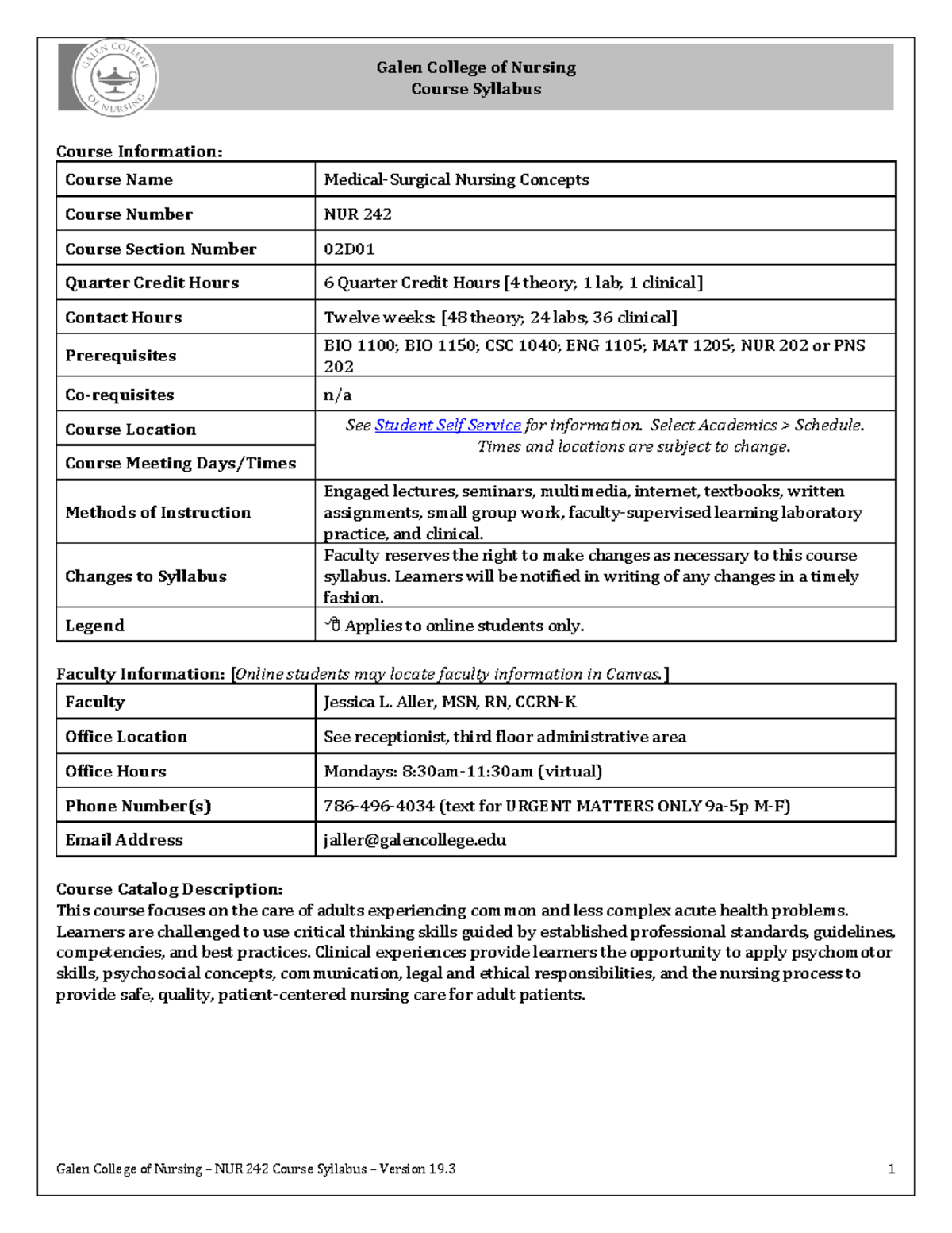 Aller NUR 242 Syllabus 02D01 Winter 2023 - Galen College of Nursing ...