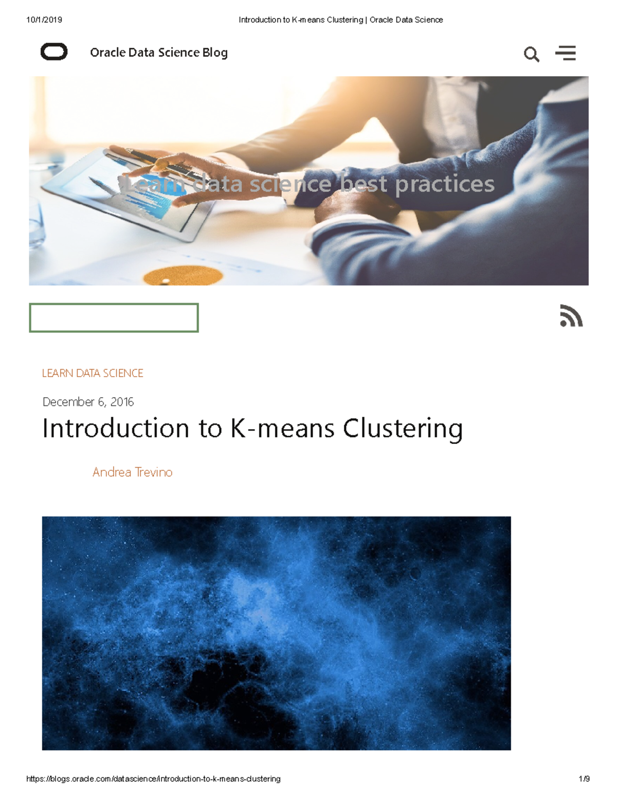 Introduction To Kmeans Clustering Oracle Data Science Learn Data Science Best Practices Learn