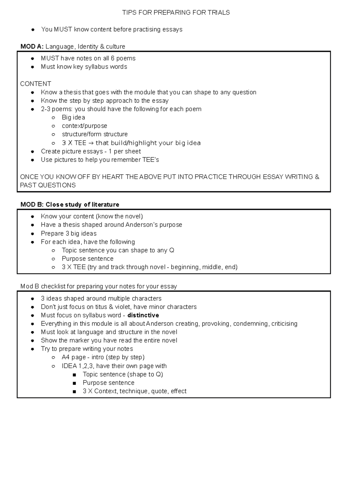 Tips for preparing for trials - TIPS FOR PREPARING FOR TRIALS You MUST ...