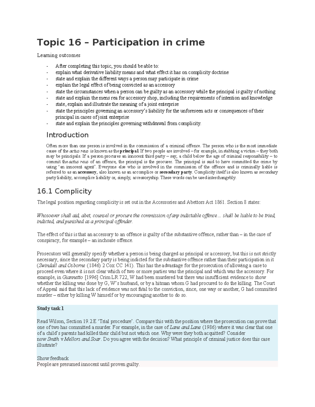 Topic 16 Participation in crime - Topic 16 – Participation in crime ...