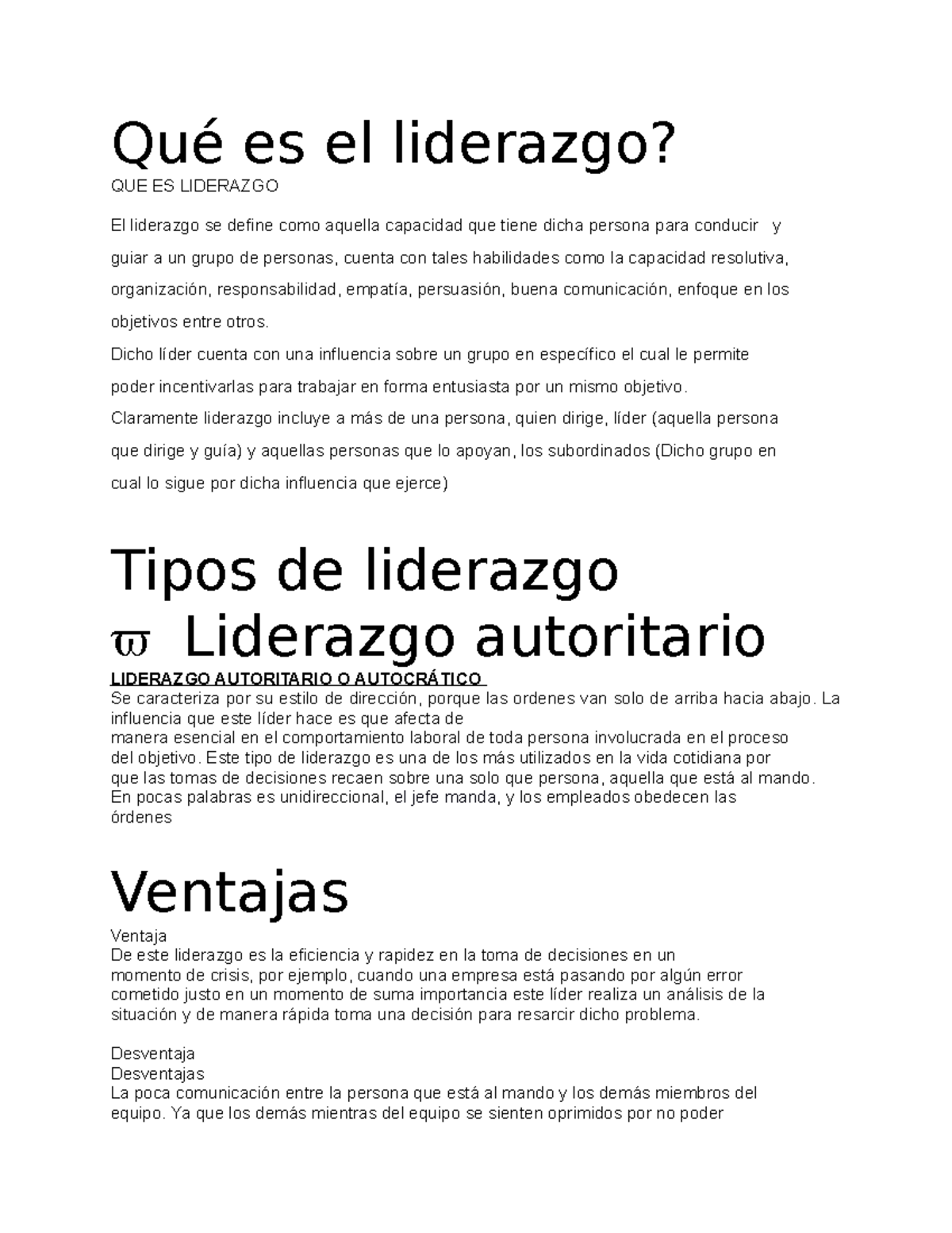 Qué es el liderazgo y tipos - Qué es el liderazgo? QUE ES LIDERAZGO El ...
