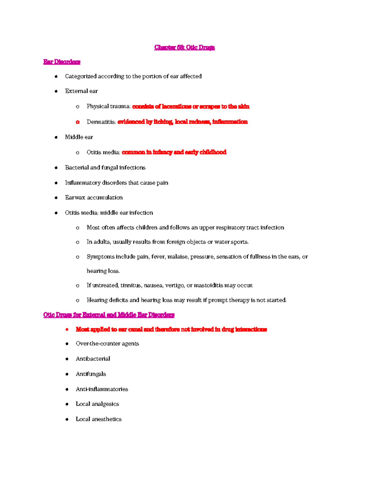 Chapter 58 Otic Drugs - Chapter 58: Otic Drugs Ear Disorders ...