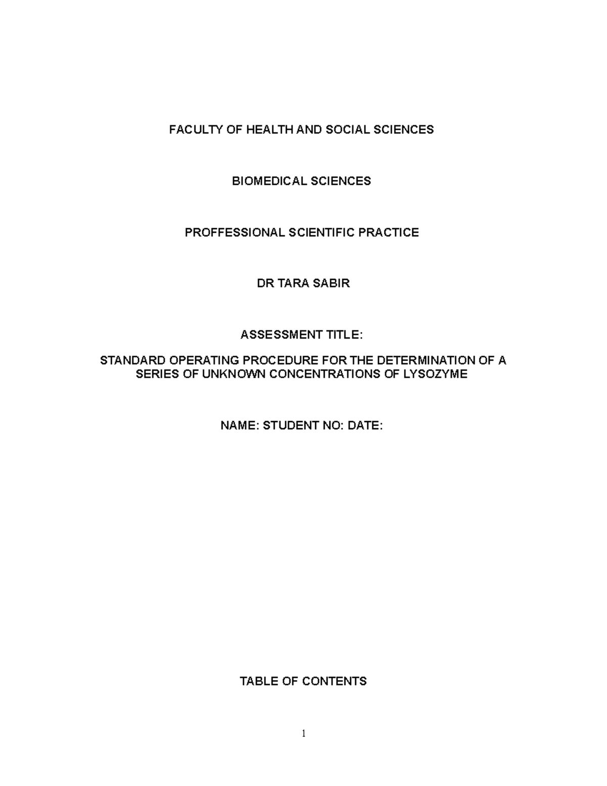 SOP Summary - Revision notes - FACULTY OF HEALTH AND SOCIAL SCIENCES ...