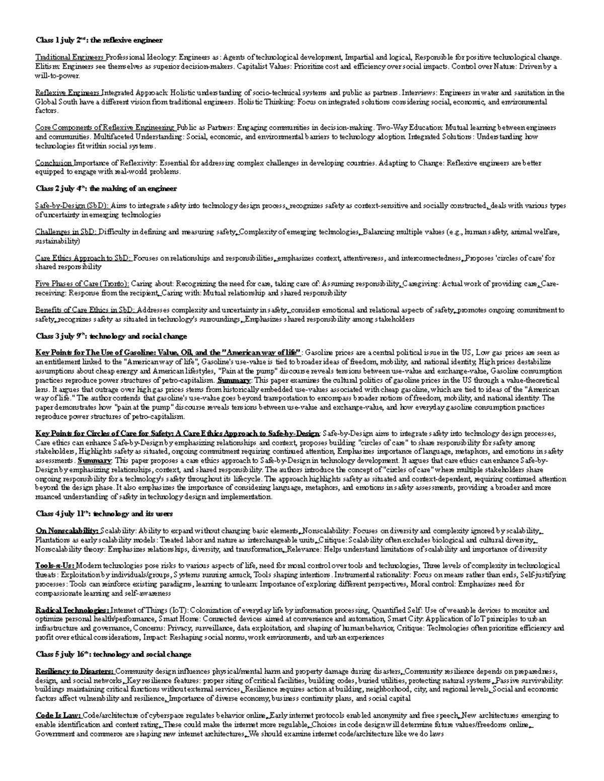 Memory aid engr 392 - notes - Class 1 july 2nd: the reflexive engineer ...