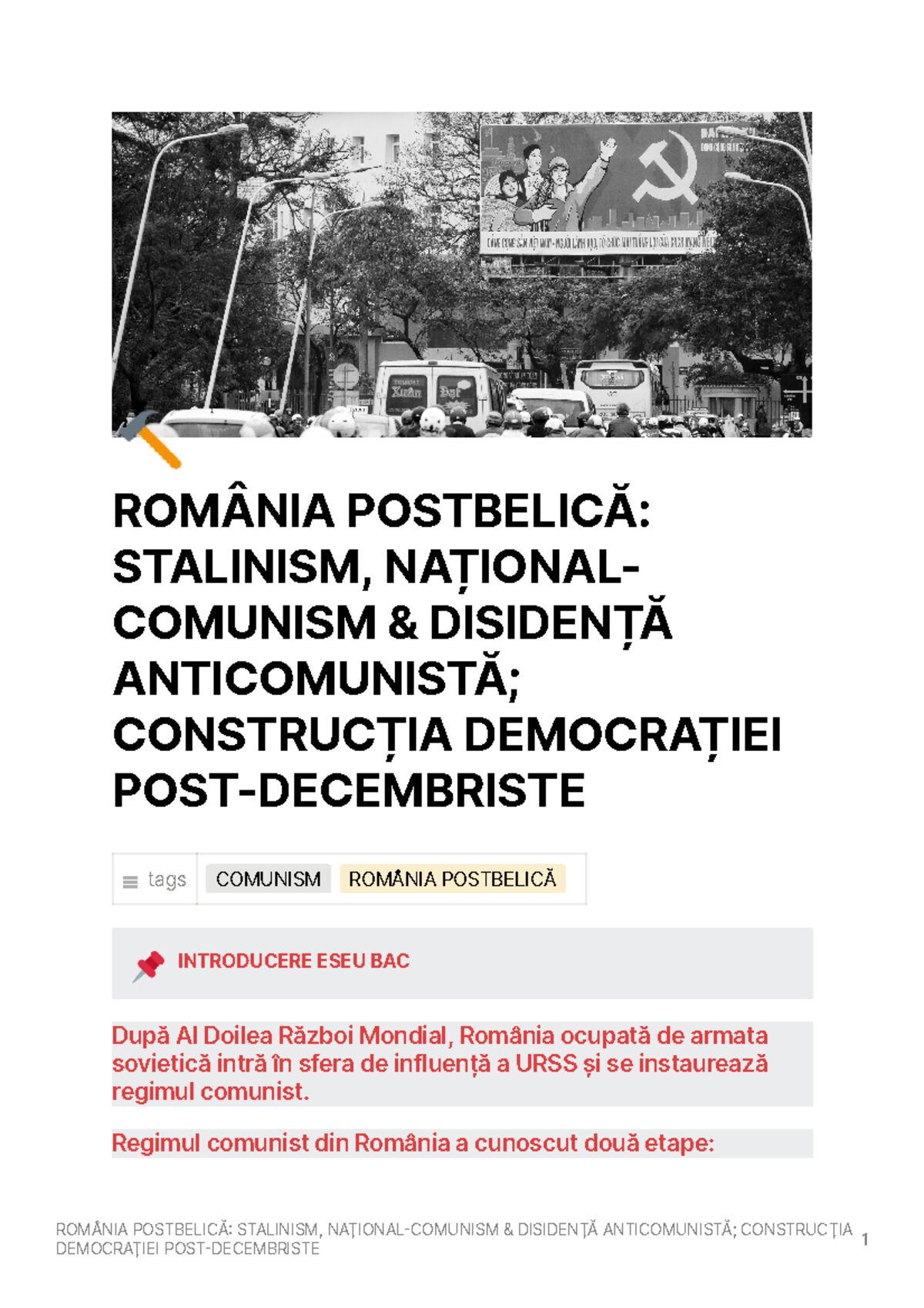 Comunismul - E bun - ROMÂNIA POSTBELICĂ STALINISM, NAȚIONAL COMUNISM ...