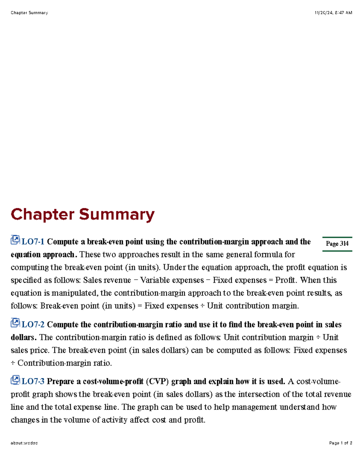 Chapter 7 Summary - These two approaches result in the same general formula for computing the ...