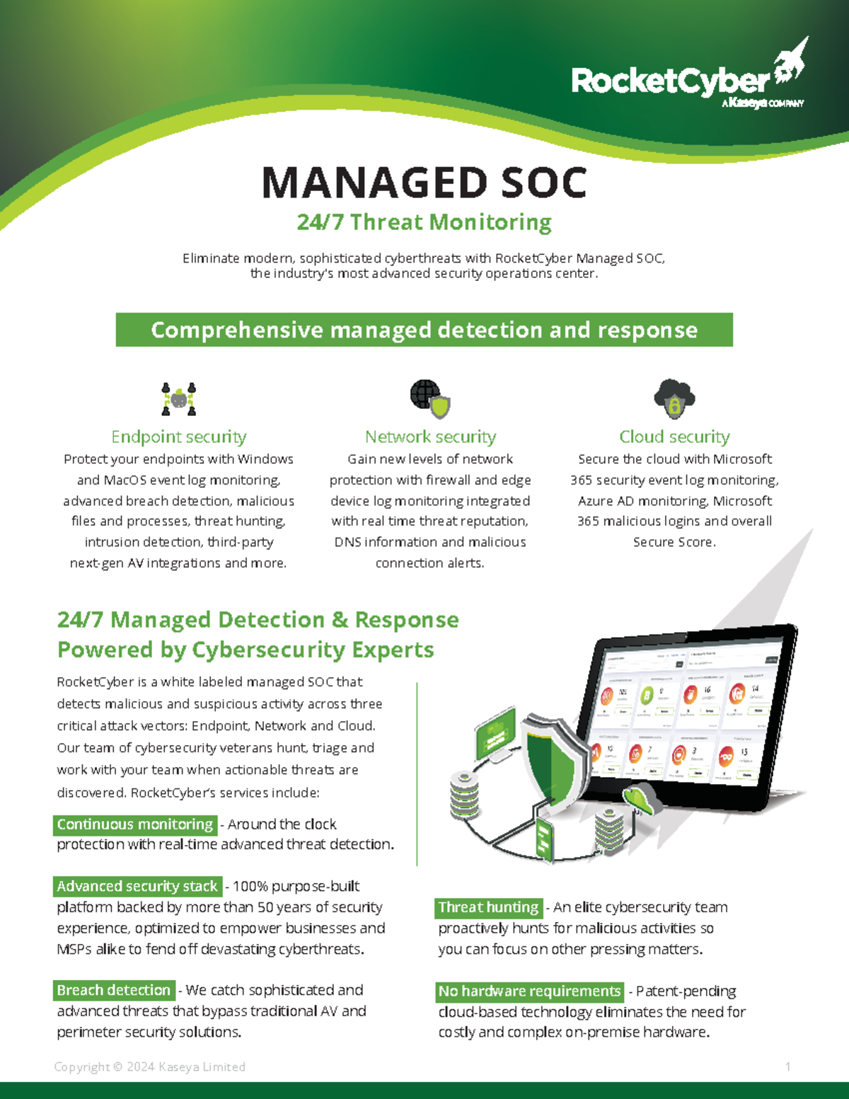 Rocket Cyber SOC Product brief - MANAGED SOC 24/7 Threat Monitoring ...