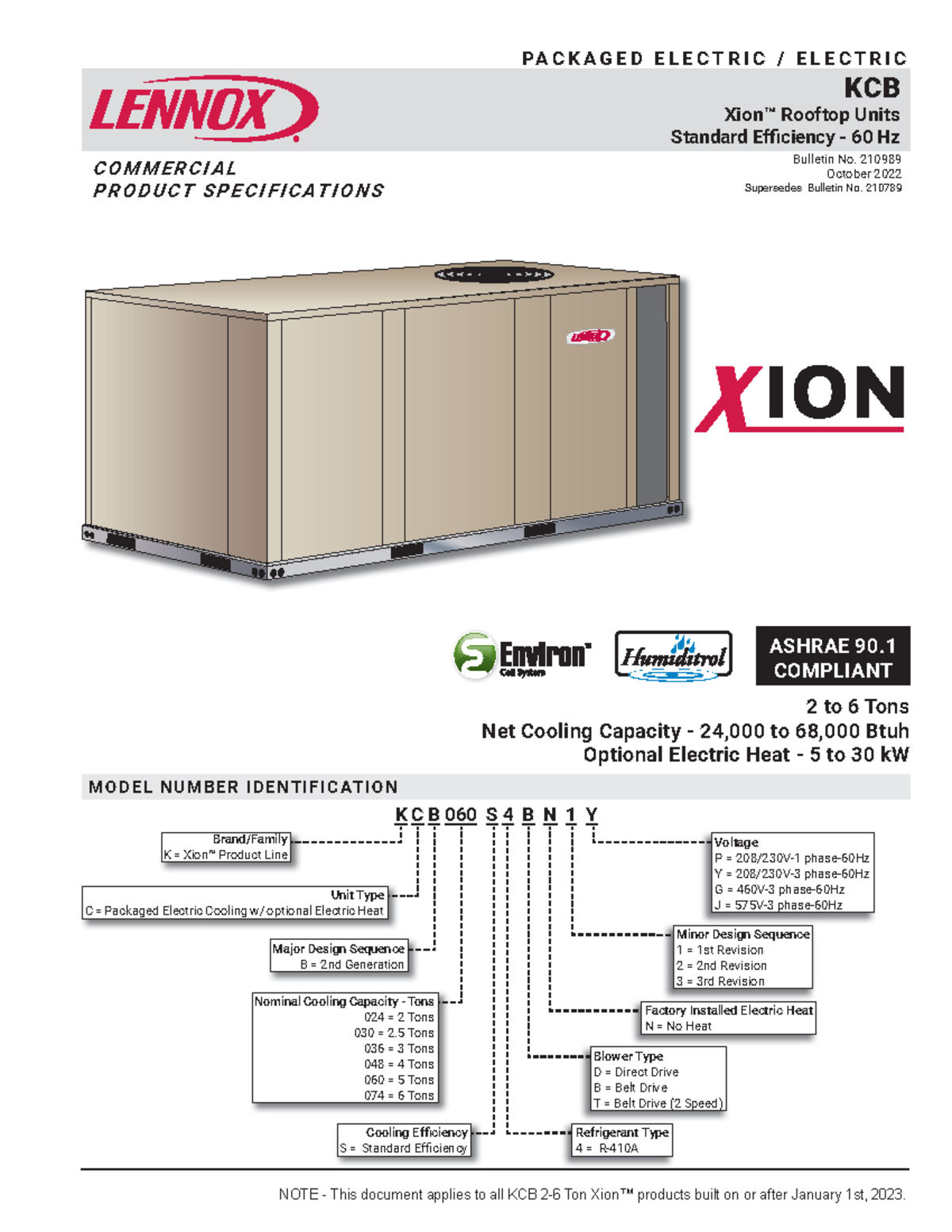 KCB XION 2 A 6 TR - xhetahu - KCB Xion™ Rooftop Units Standard Ef昀椀 ...