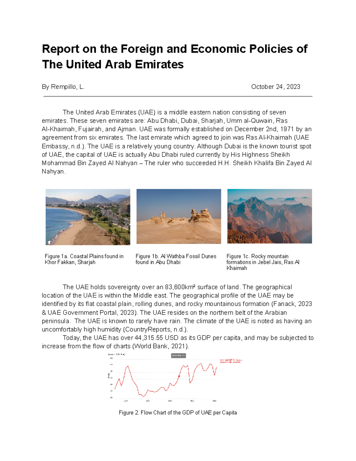 Report on the Foreign and Economic Policies of United Arab Emirates ...
