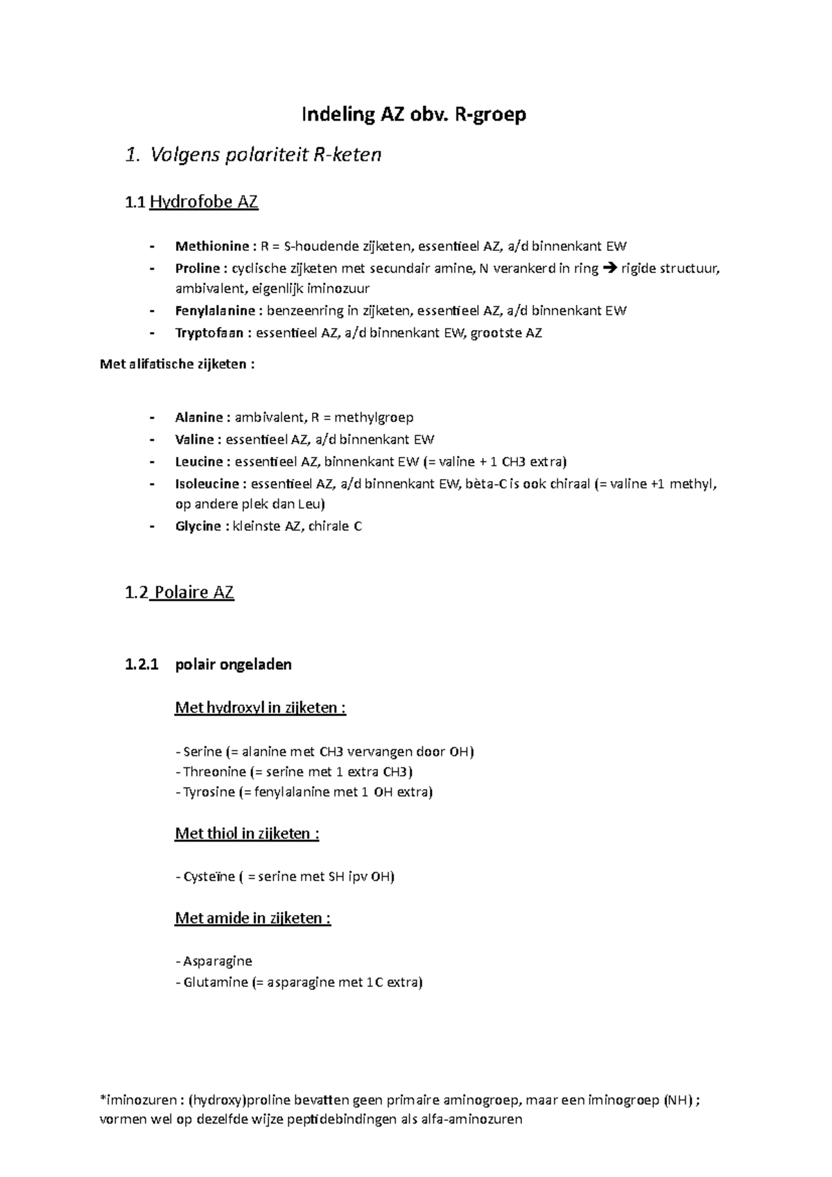 Indeling AZ obv. R-groep overzicht - Indeling AZ obv. R-groep 1 ...