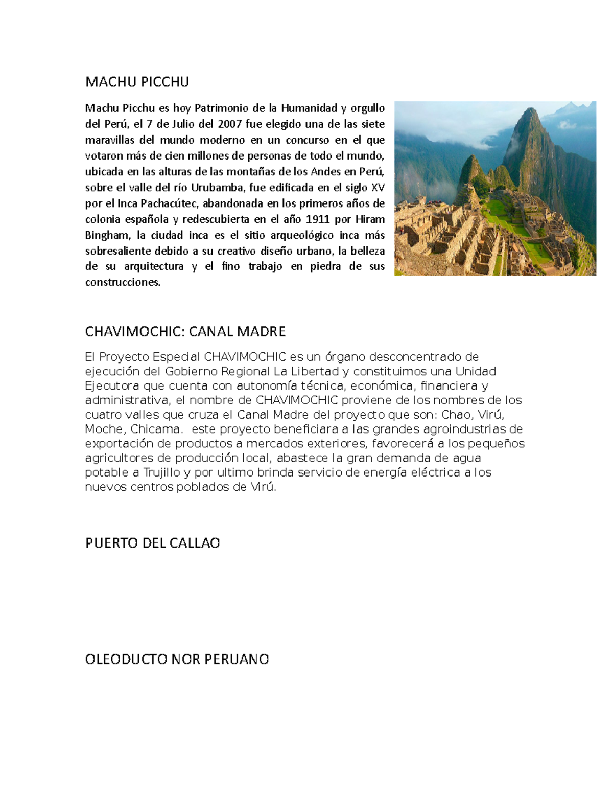 Machu Picchu - efsdfvsd - MACHU PICCHU Machu Picchu es hoy Patrimonio ...