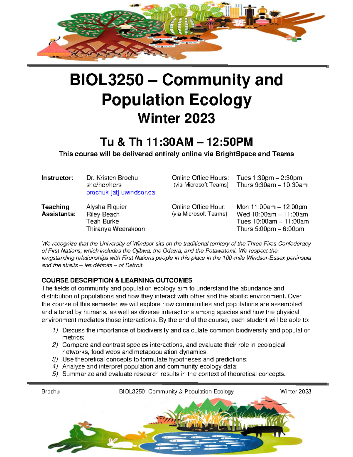 BIOL3250 Syllabus Winter 2023 Brochu 20230122 - BIOL3250 – Community ...