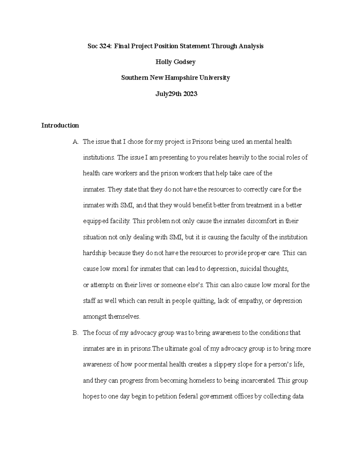 Final project - The issue that I chose for my project is Prisons being ...