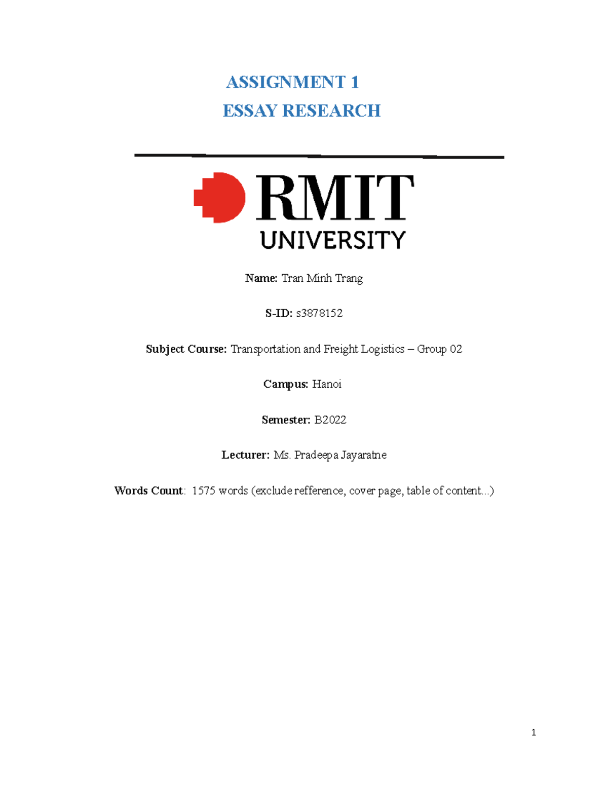 S3878152 - HAN02 - Research Essay-1 - ASSIGNMENT 1 ESSAY RESEARCH Name ...