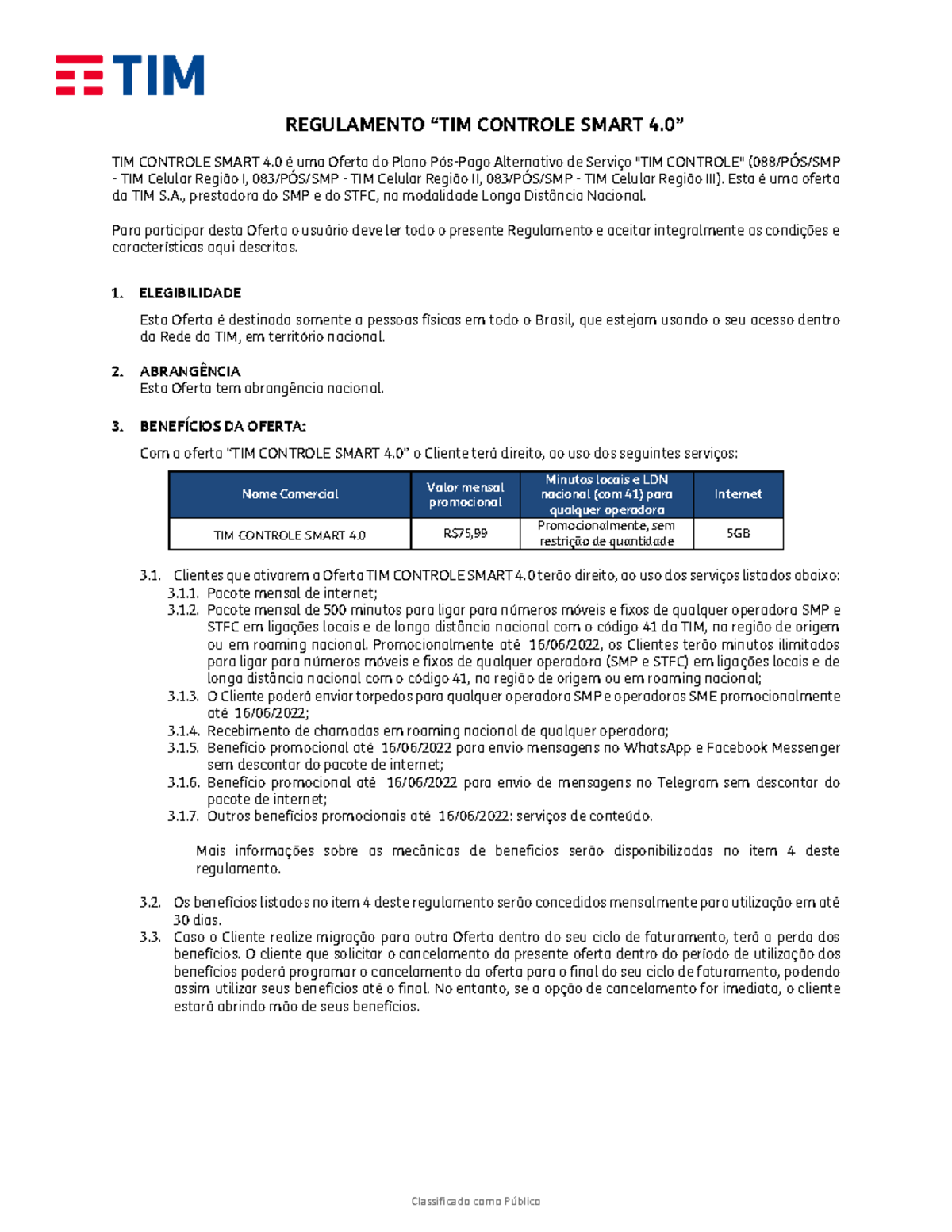 Regulamento TIM Controle Smart Fatura - REGULAMENTO “TIM CONTROLE SMART ...