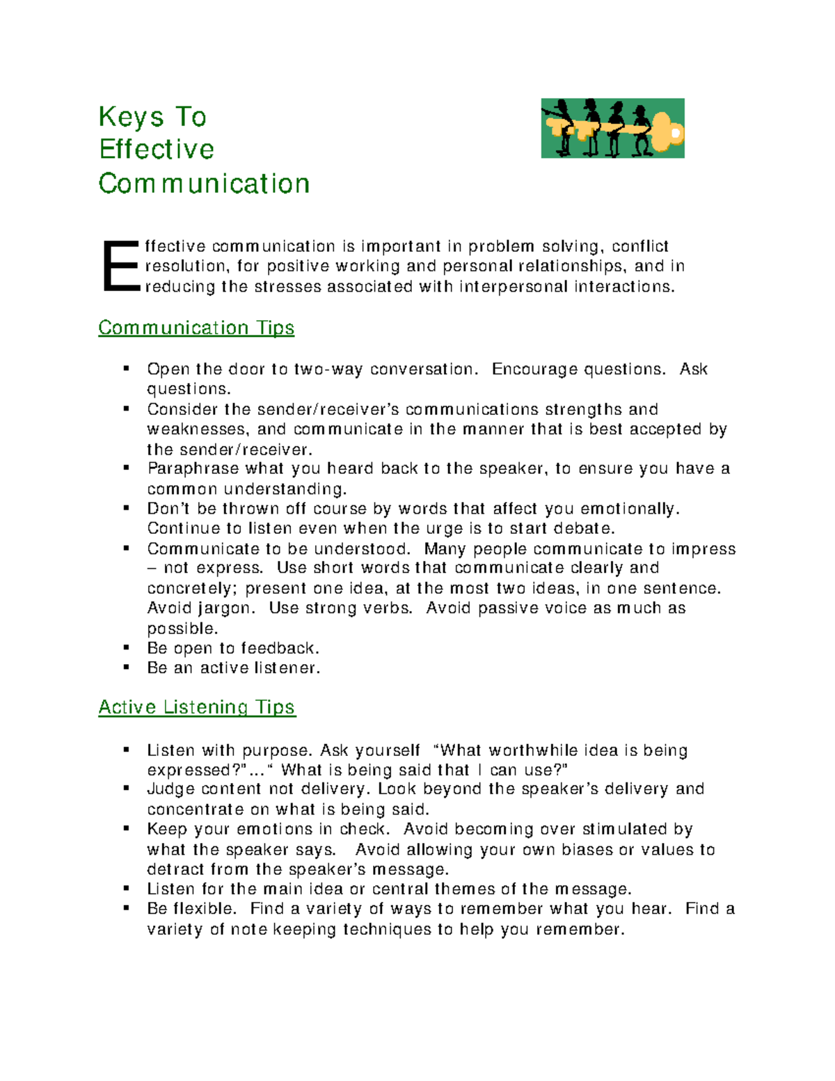 Keys to effective communication - Communication Tips Open the door to ...