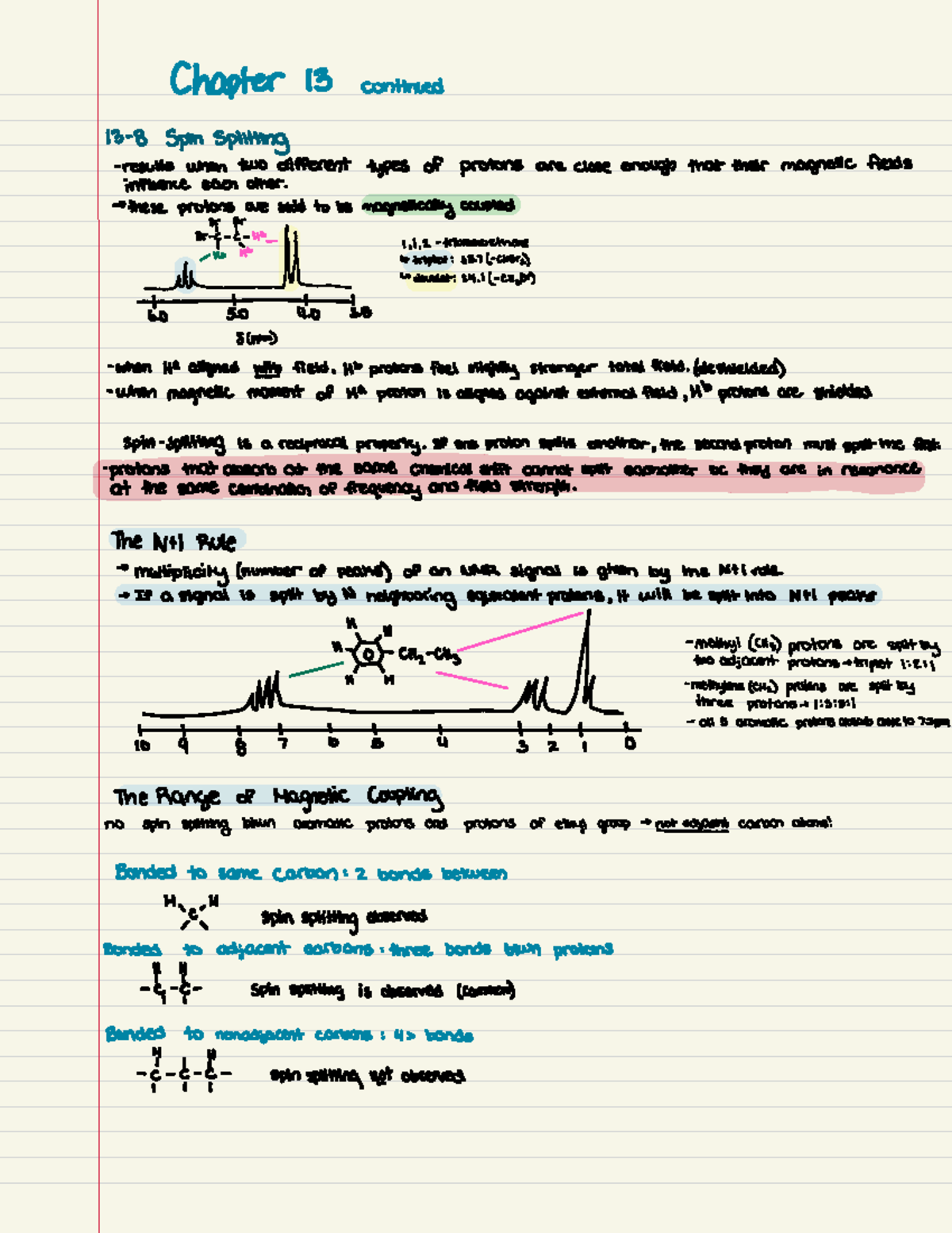 Chapter 13 1H NMR - Detailed note set on proton (1H) NMR, spin ...