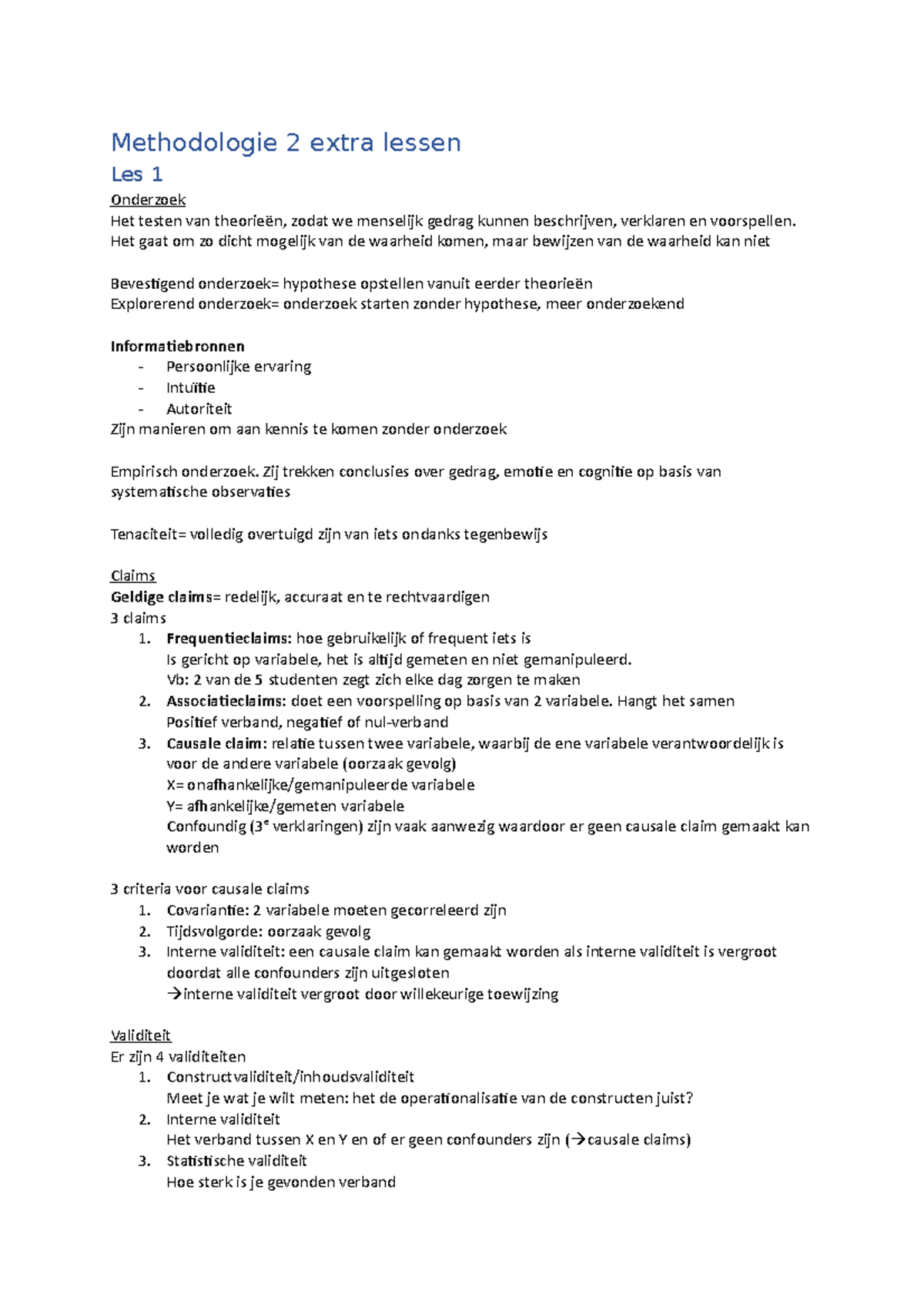 Methodologie 2 extra lessen - Methodologie 2 extra lessen Les 1 ...