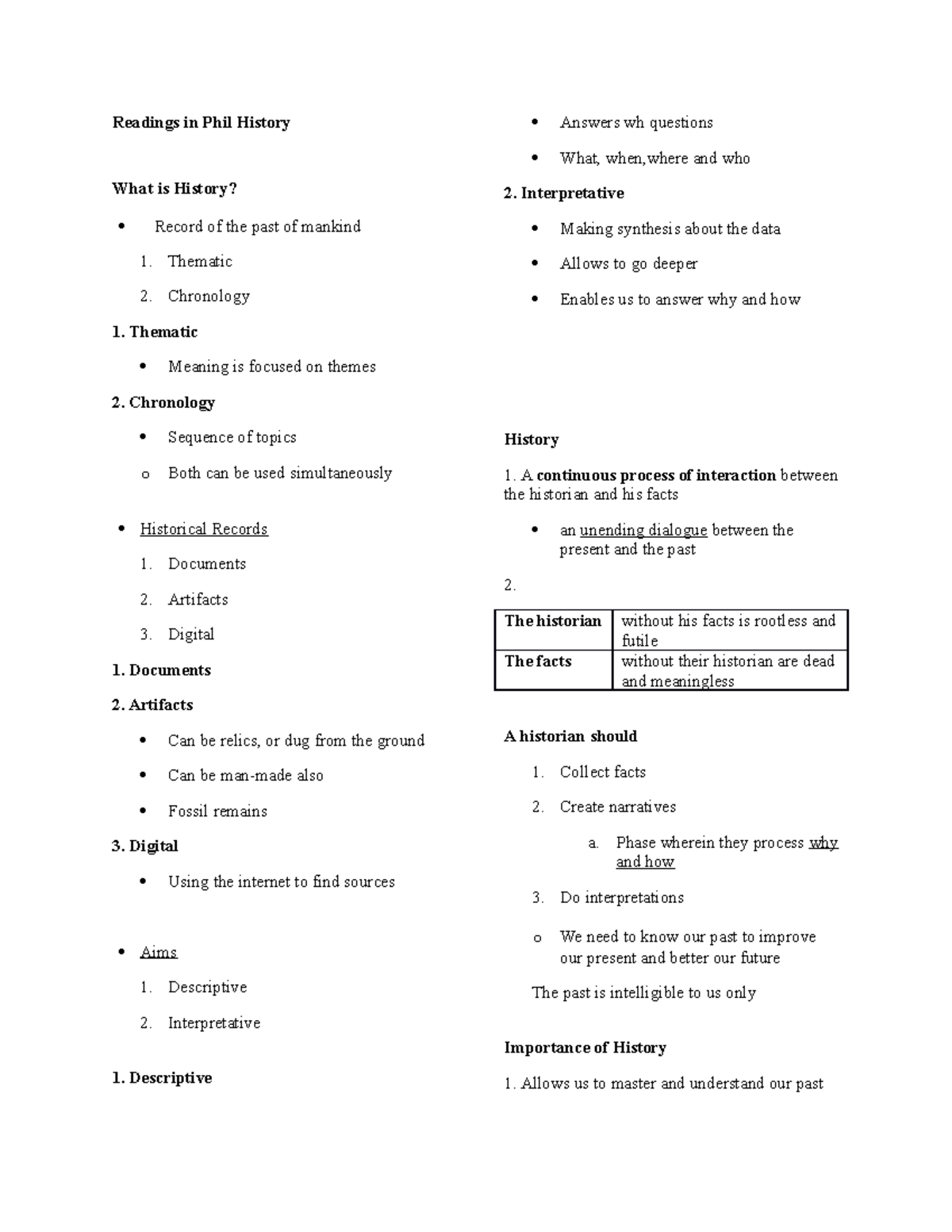 RPH - what is history - Readings in Phil History What is History ...