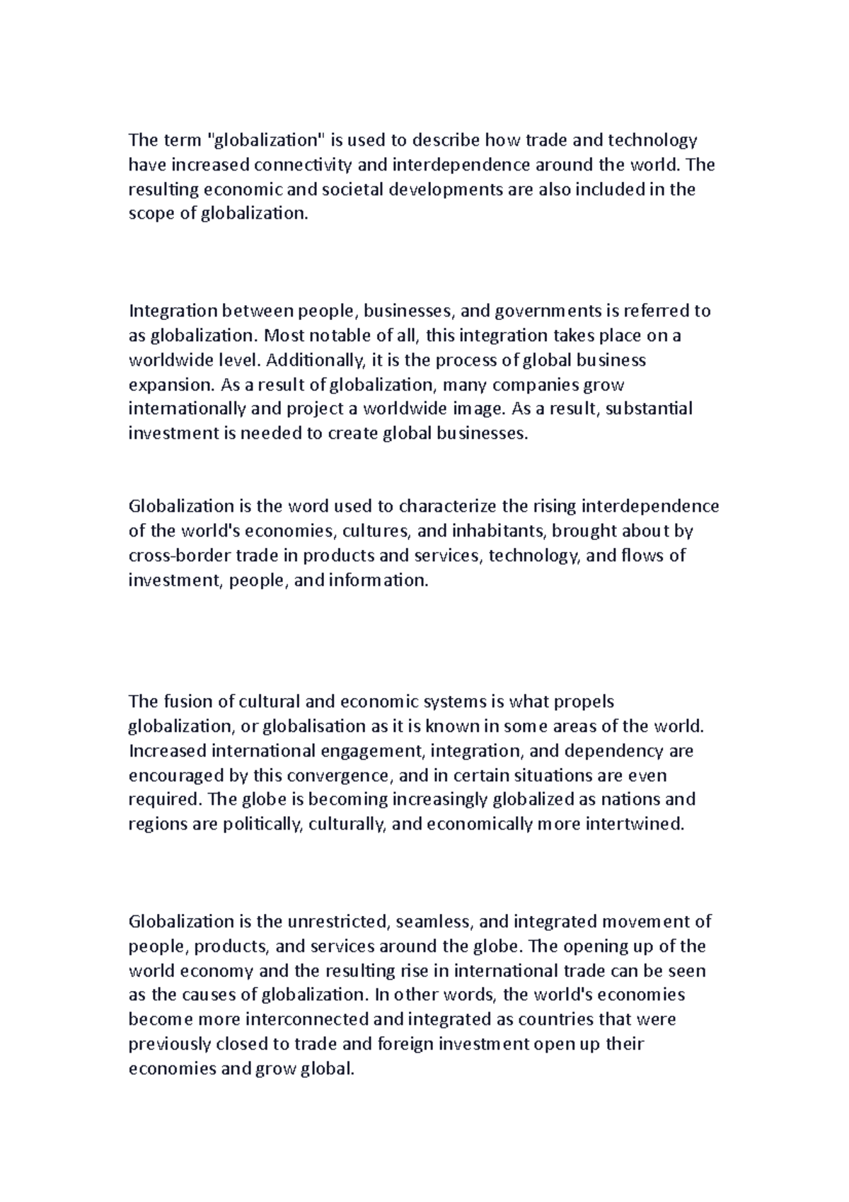 Globalization - The decades leading up to World War I, commonly ...