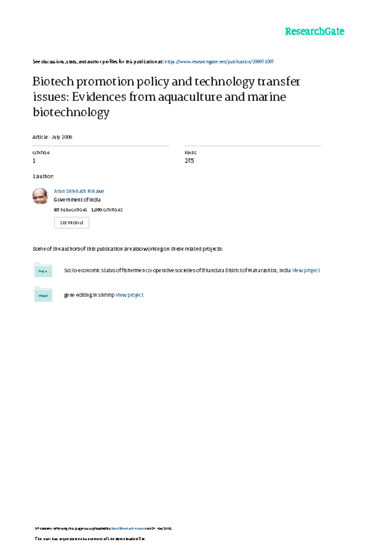 Article-Biotech Promotion Policy - See discussions, stats, and author ...