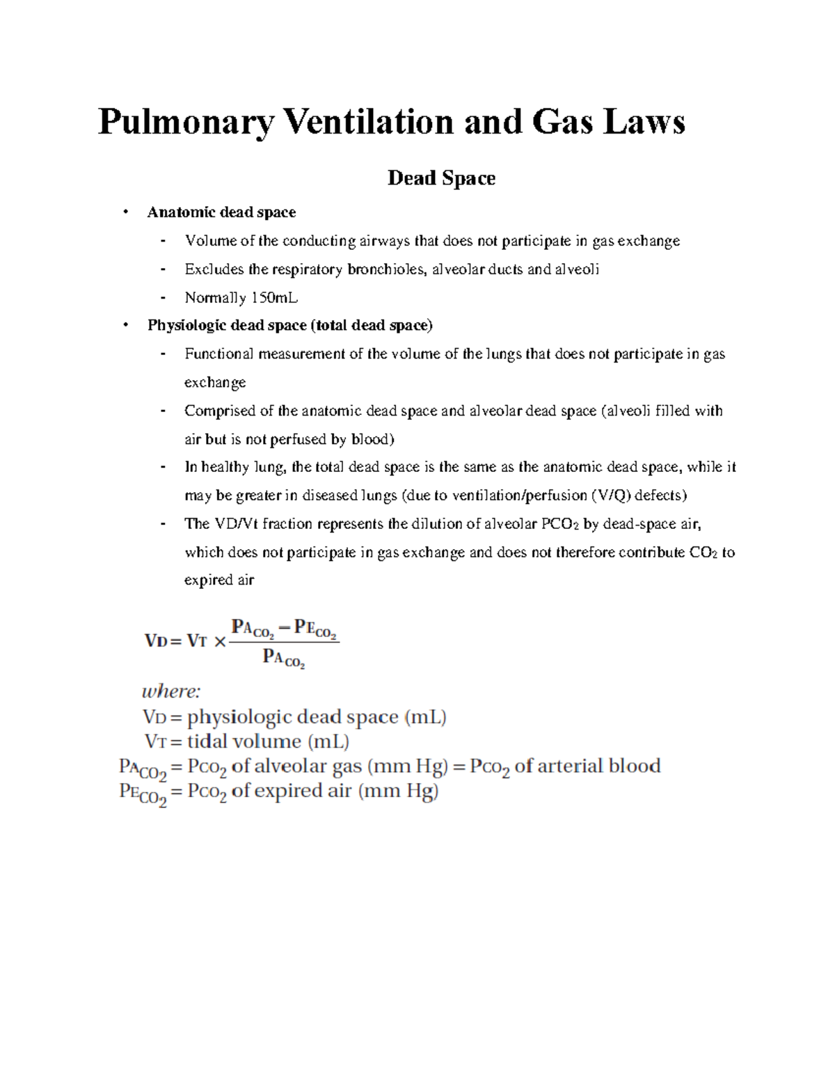 Pulmonary Ventilation and Gas Laws - V/Q ratios in different parts of ...