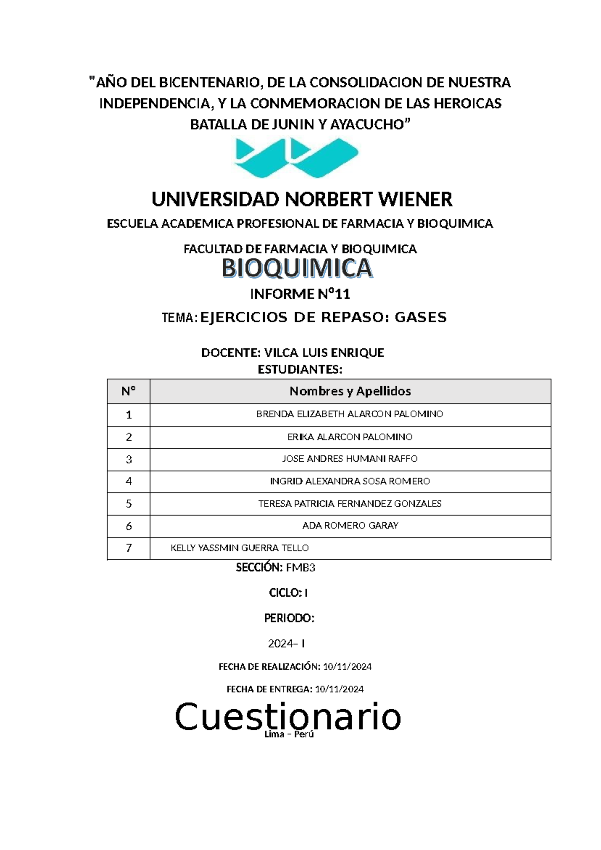 Semana 11 - efv bwea - "AÑO DEL BICENTENARIO, DE LA CONSOLIDACION DE ...