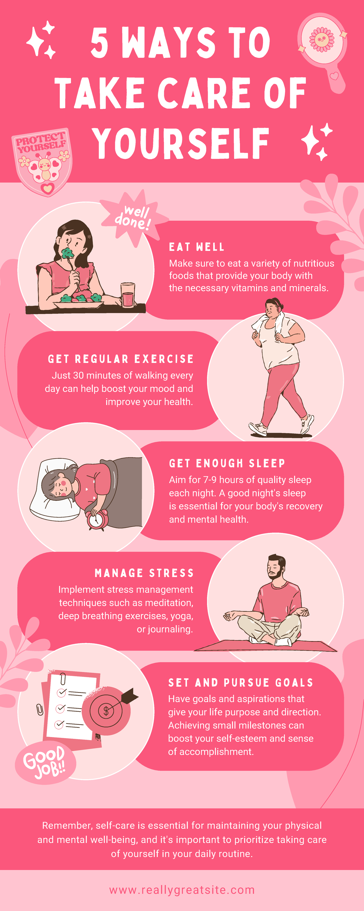 Pink Lively 5 Ways to Take Care of Yourself Infographic 20240314 045721 ...