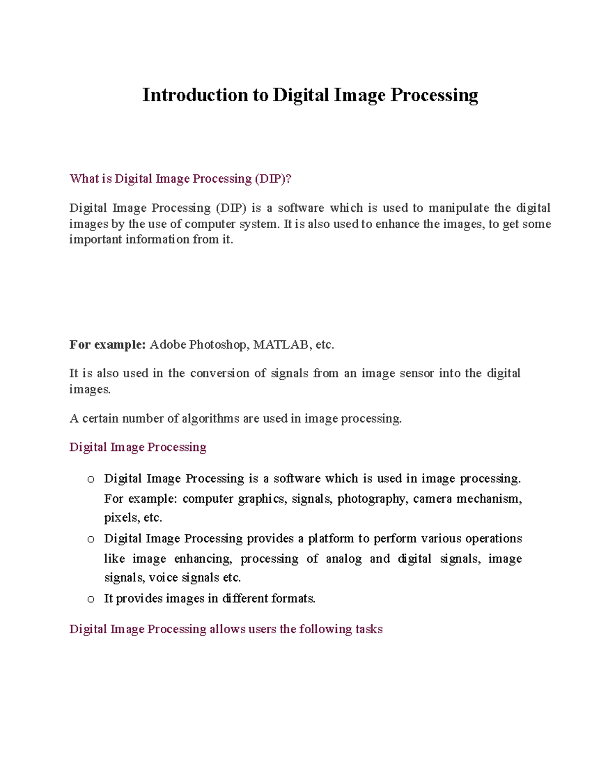 Introduction to Digital Image Processing - It is also used to enhance ...