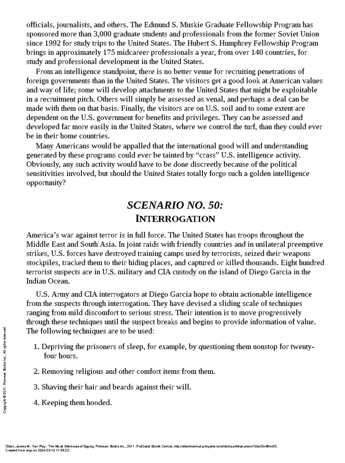 Week 4 Reading Scenario No.50; Interrogation - officials, journalists ...