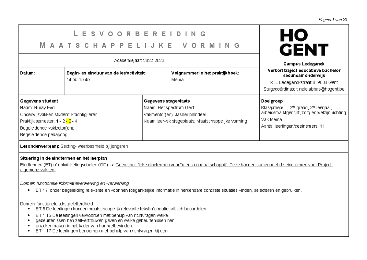 Les voorbereiding mema examen sexting en weerbaarheid bij jongeren - L E S V O O R B E R E I D I ...